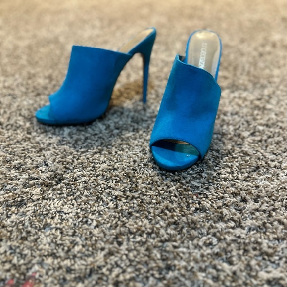 Shoe Dazzle | Shoes | Shoe Dazzle Blue Open Toe Heels | Poshmark